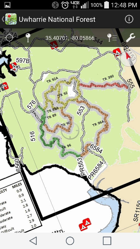 Georeferenced Uwharrie Trail Map for your phone/tablet GPS | Isuzu SUV ...